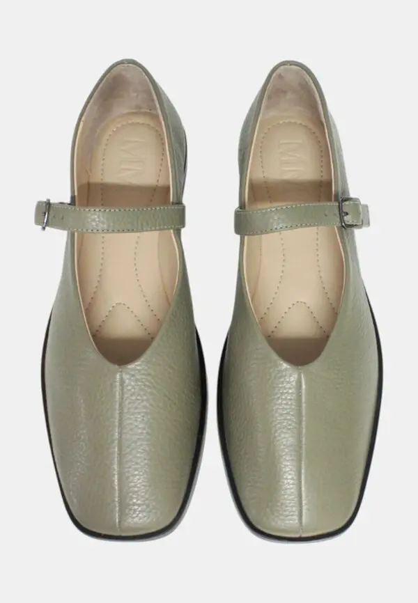 Max Mara Square Toe Mary Jane Flats With Adjustable Buckle