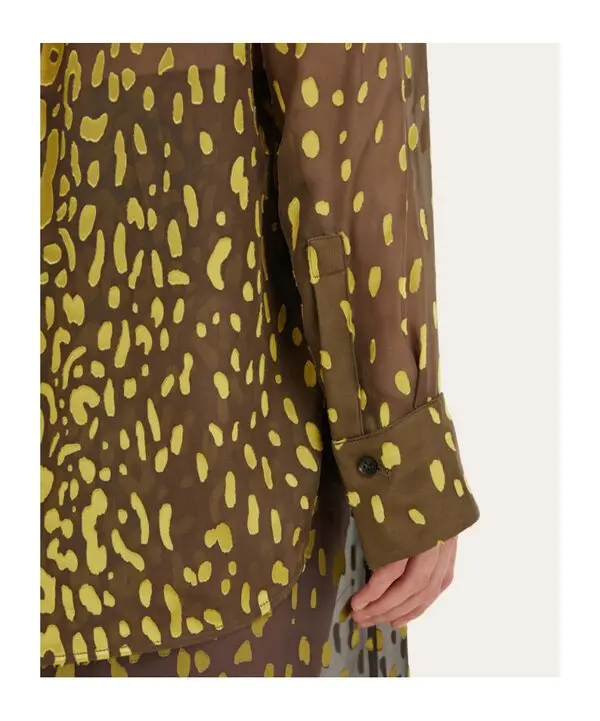 FERRAGAMO Devoré Georgette Animal Print Shirt - Green
