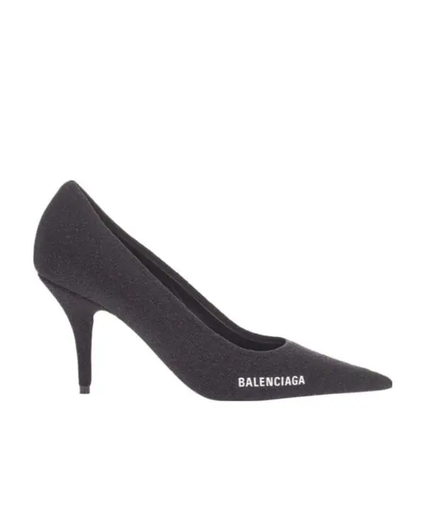 Balenciaga Logo Pointed High Heels - Black/white