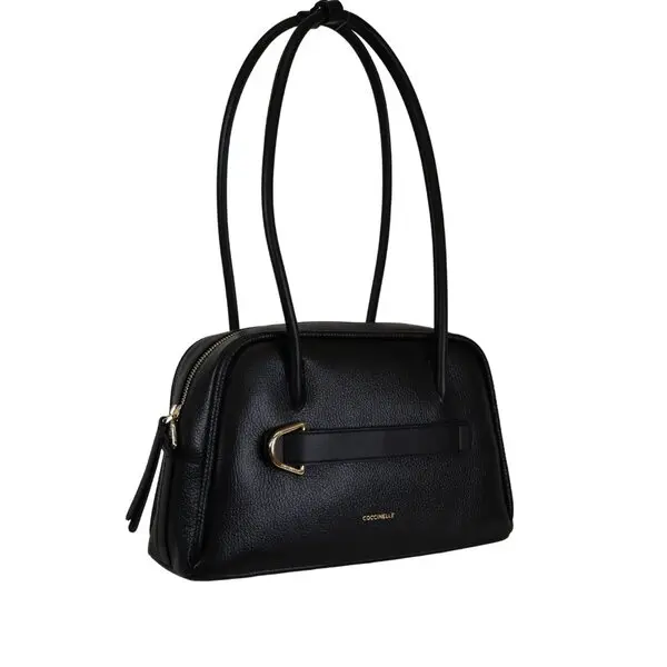 COCCINELLE Top Handle Shoulder Bag With Logo Detail - Black