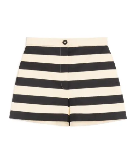 Valentino Garavani Cotton Satin Shorts With Maxi Barré Stripe