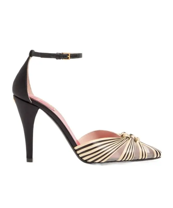 Valentino Garavani Satin Pumps With Ankle Strap - Black