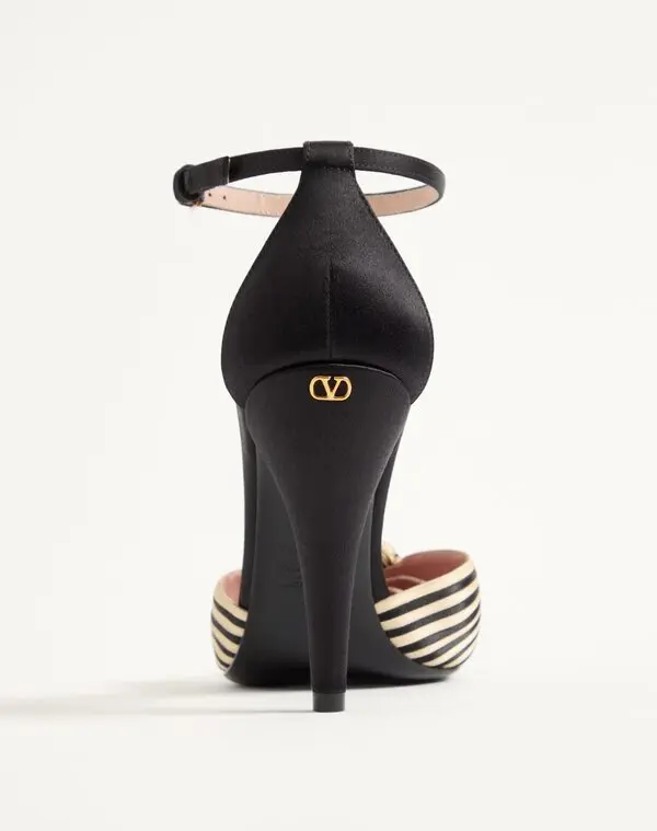Valentino Garavani Satin Pumps With Ankle Strap - Black