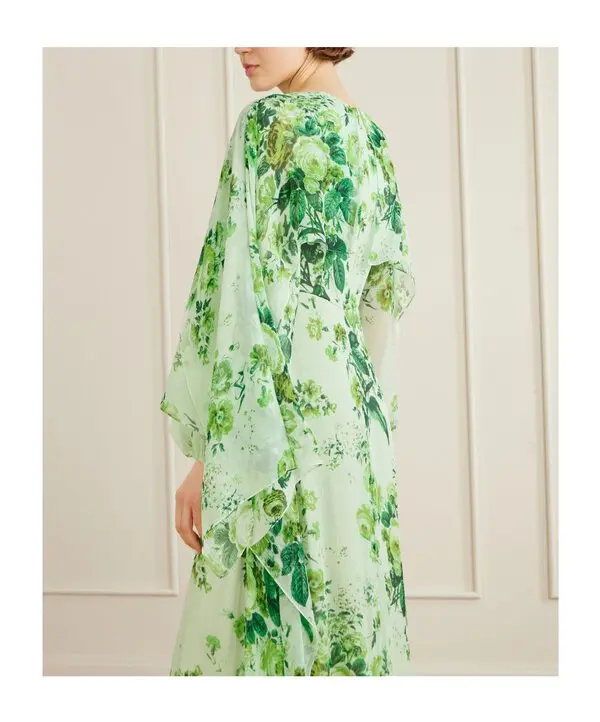 Erdem Floral Print Draped Maxi Dress