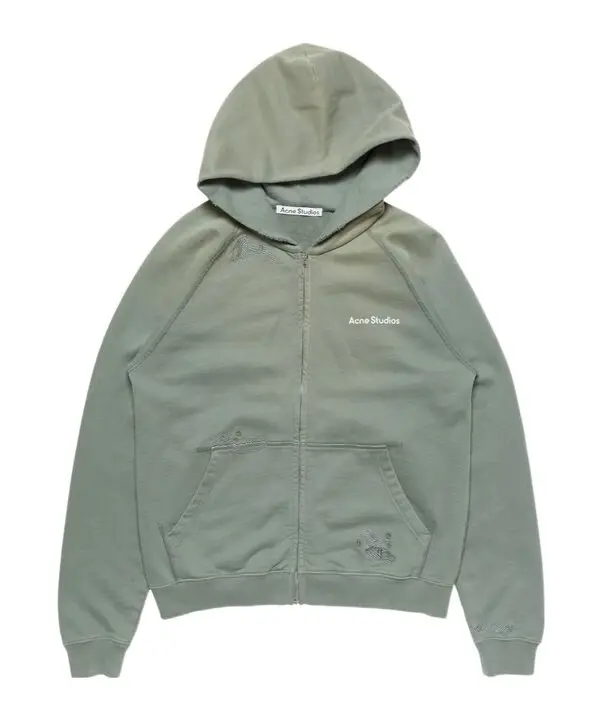 Acne Studios Long-sleeved Zip Hoodie - Slate Grey