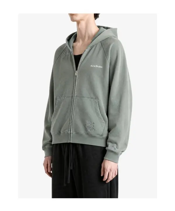 Acne Studios Long-sleeved Zip Hoodie - Slate Grey