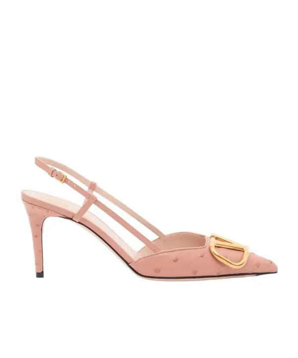 Valentino Garavani Slingback High Heel Sandals With Vlogo Detail - Pink