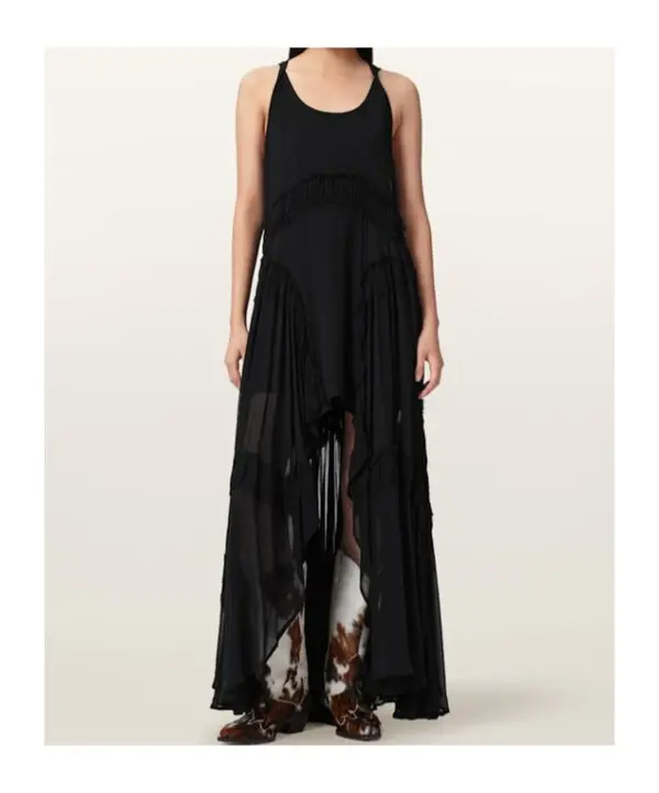 ALLSAINTS Dorina Ruffled High-low Maxi Dress - Black