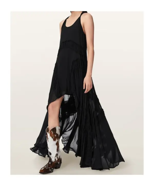ALLSAINTS Dorina Ruffled High-low Maxi Dress - Black