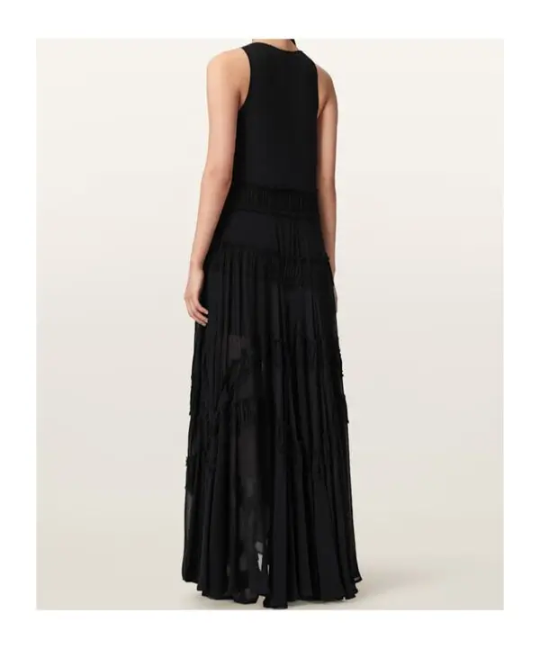 ALLSAINTS Dorina Ruffled High-low Maxi Dress - Black