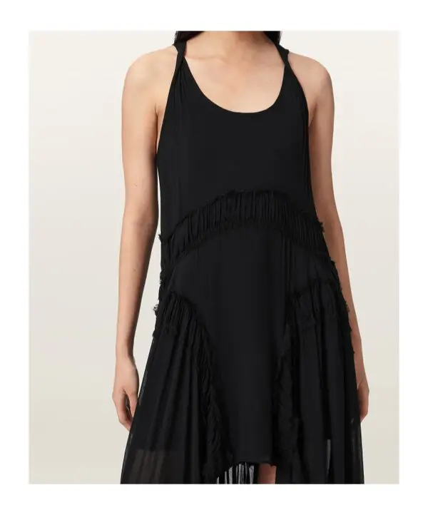 ALLSAINTS Dorina Ruffled High-low Maxi Dress - Black