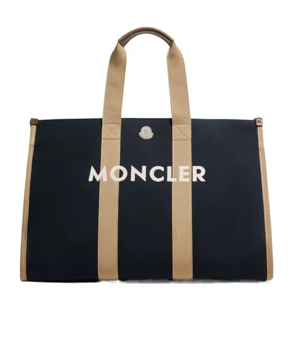 Moncler Logo Canvas Tote Bag - Midnight Blue
