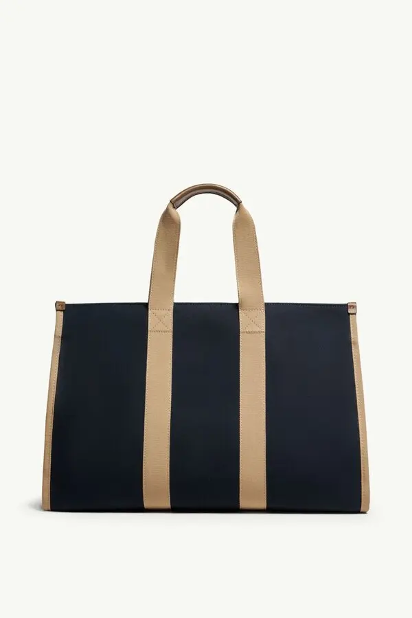 Moncler Logo Canvas Tote Bag - Midnight Blue