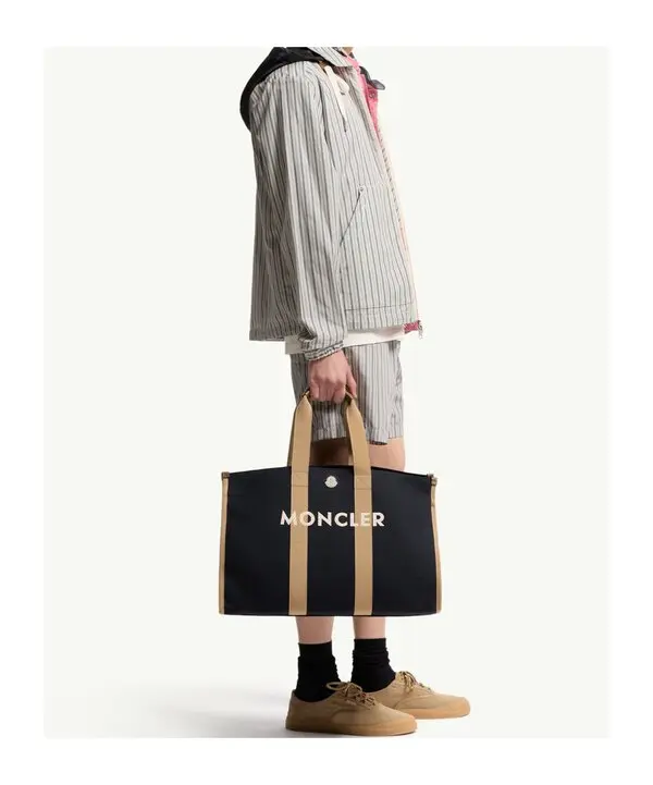 Moncler Logo Canvas Tote Bag - Midnight Blue