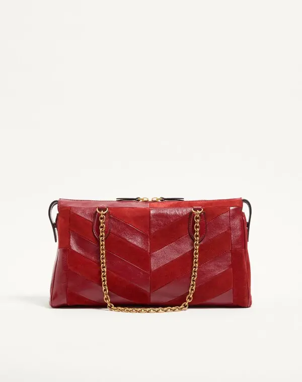 Valentino Garavani Panthea Chevron Motif Medium Shoulder Bag - Red