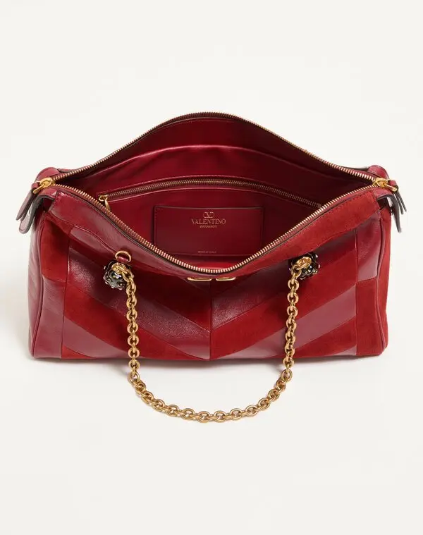 Valentino Garavani Panthea Chevron Motif Medium Shoulder Bag - Red