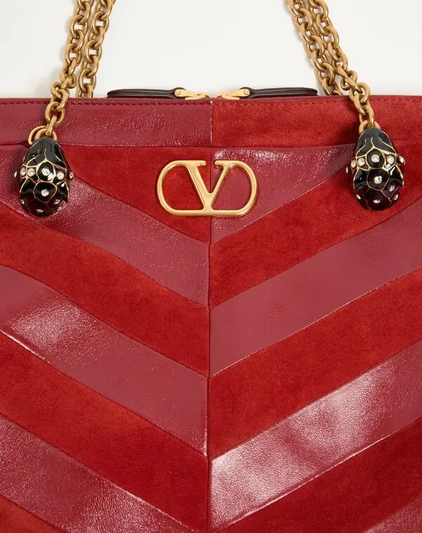 Valentino Garavani Panthea Chevron Motif Medium Shoulder Bag - Red