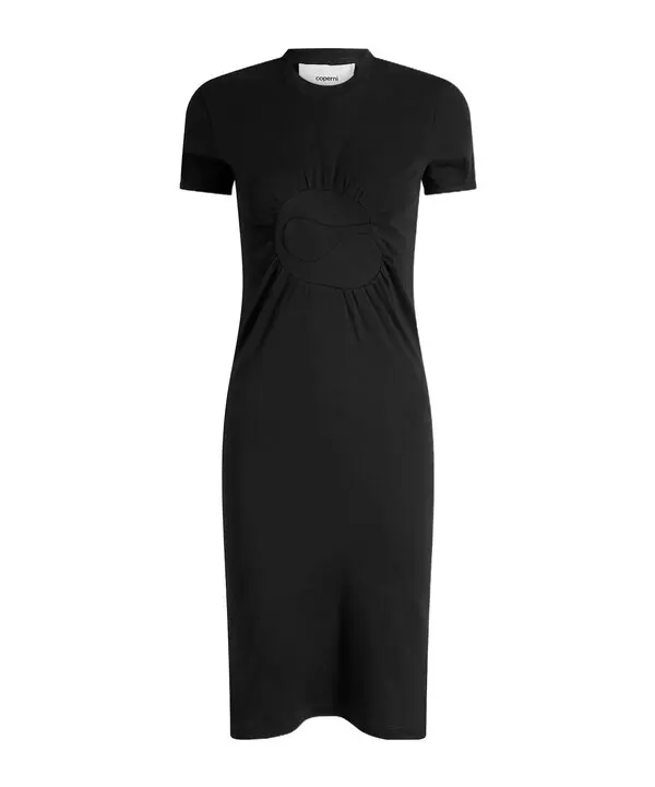 Coperni Crewneck Gathered Mini Dress - Black