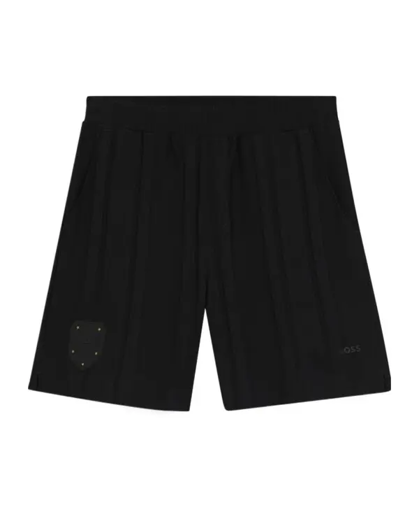 Hugo Boss Huxley Pleated Shorts With Tonal Stripes And Logo Detail