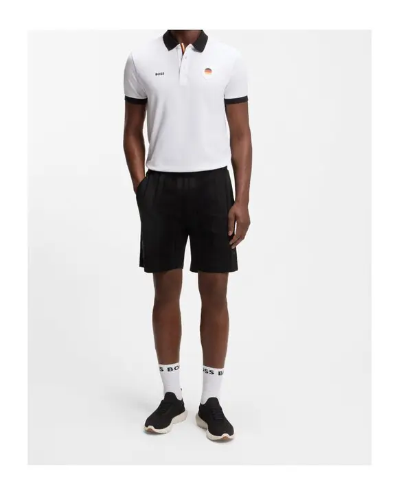 Hugo Boss Huxley Pleated Shorts With Tonal Stripes And Logo Detail