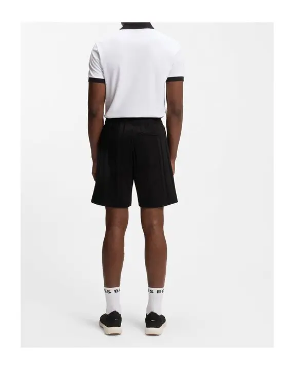 Hugo Boss Huxley Pleated Shorts With Tonal Stripes And Logo Detail