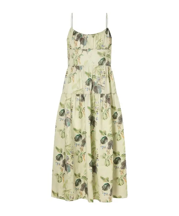 DÔEN Benoit Multi-layered Pleated Print Dress - Nude