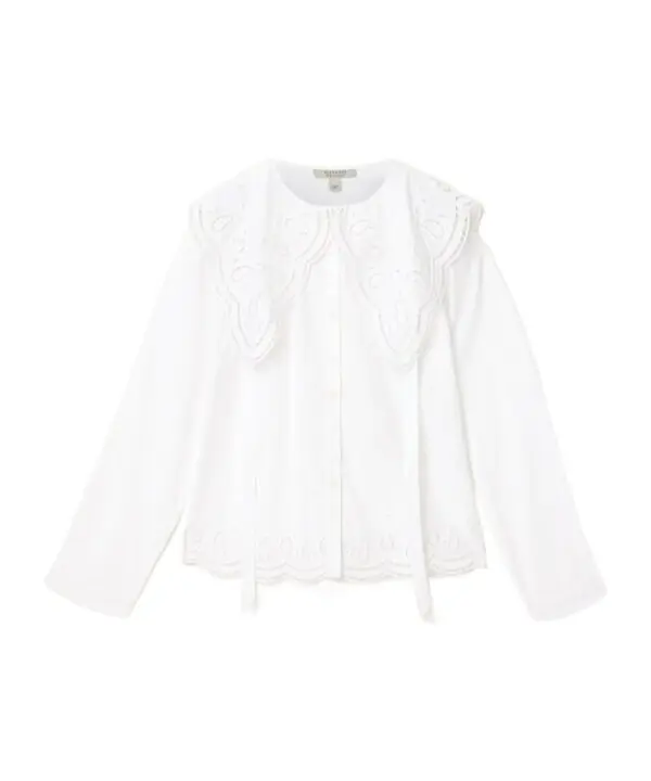 ALLSAINTS Marie Broderie Regular Fit Shirt - Optic White