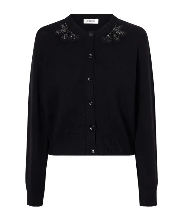 Erdem Embellished Merino Wool Cardigan