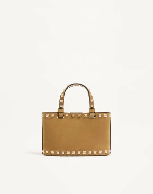 Valentino Garavani Rockstud Mini Suede Shopping Bag - Havana Beige