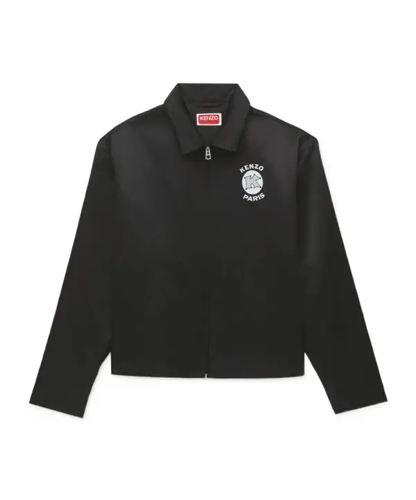 Kenzo Emblem Zip Up Coach Jacket In Coated Nylon