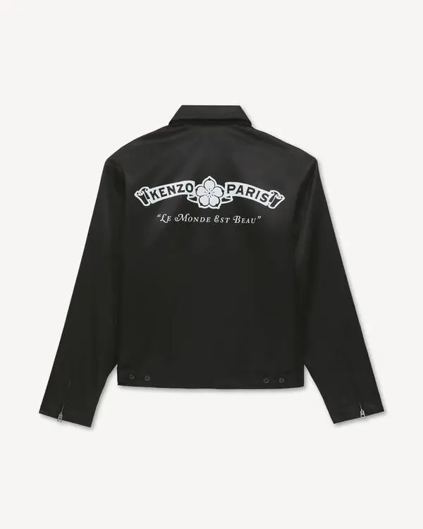 Kenzo Emblem Zip Up Coach Jacket In Coated Nylon