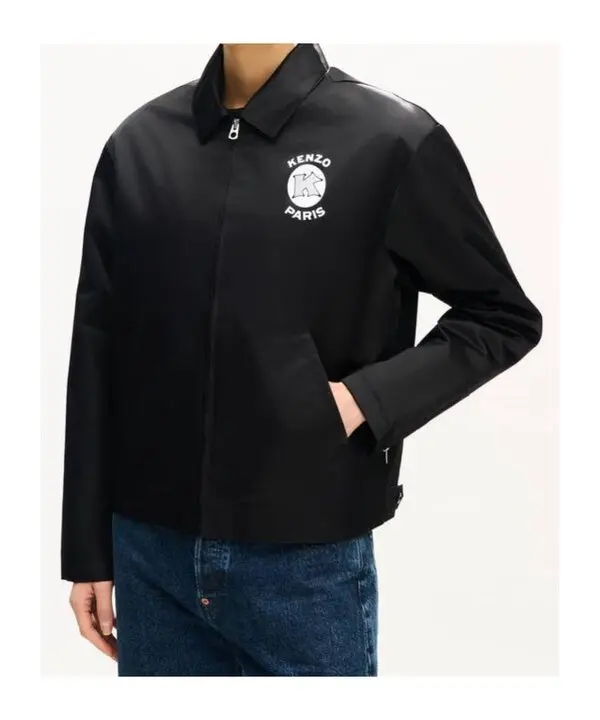 Kenzo Emblem Zip Up Coach Jacket In Coated Nylon