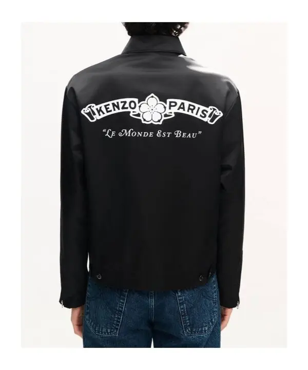 Kenzo Emblem Zip Up Coach Jacket In Coated Nylon