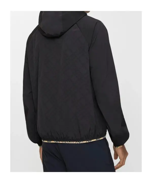 Burberry Hooded Zip-up Jacket With Check Trim