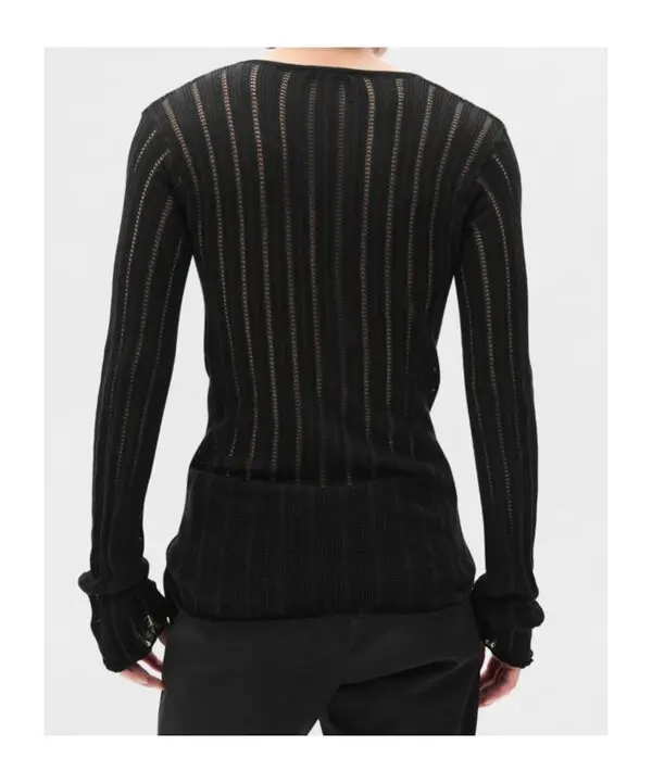 ANN DEMEULEMEESTER Open Rib Lace-up Serafino Knit Top