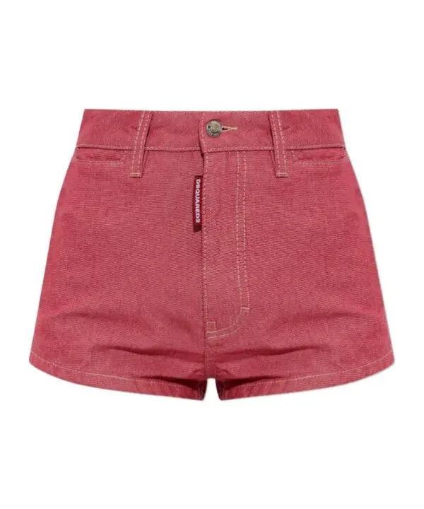 Dsquared2 Oxford Denim High Waist Hot Shorts - Pink