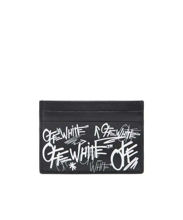 Off-White Logo-print Leather Card Case - Black