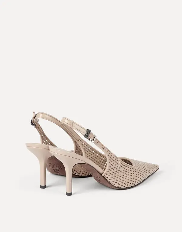 Brunello Cucinelli Monili Net Heel Slingback Pumps