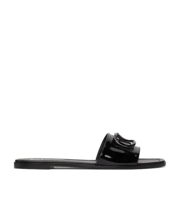 Valentino Garavani Vlogo Signature Slip-on Sandals - Black