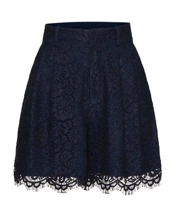 Red Valentino Lace Shorts With Side Pockets - Black