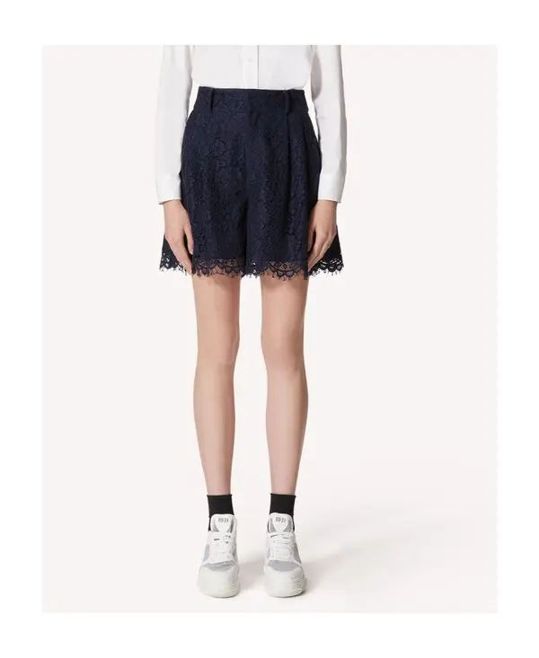 Red Valentino Lace Shorts With Side Pockets - Black