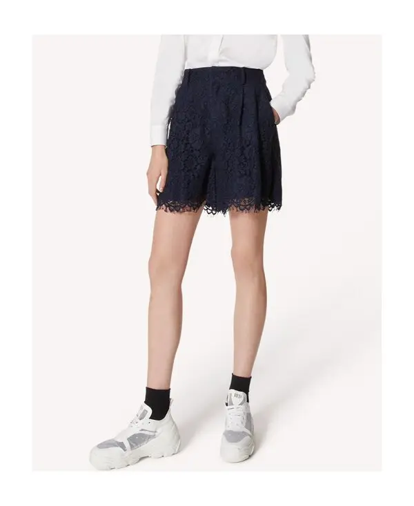 Red Valentino Lace Shorts With Side Pockets - Black