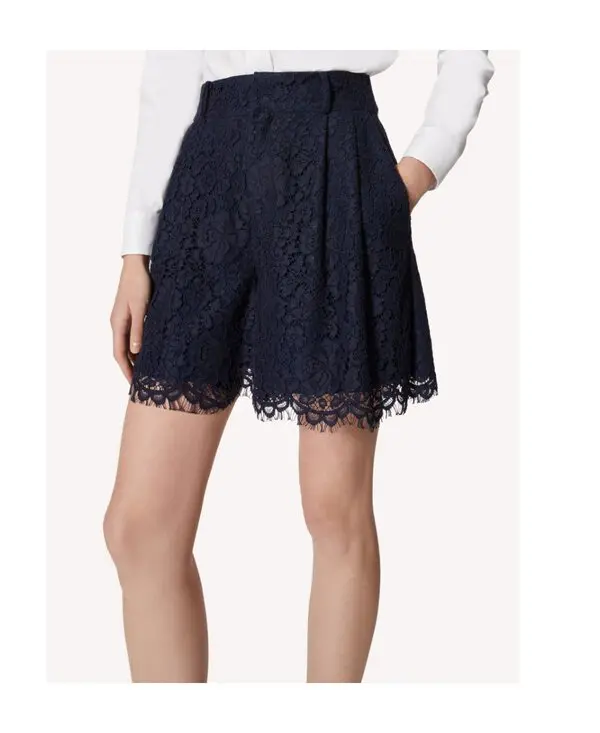 Red Valentino Lace Shorts With Side Pockets - Black