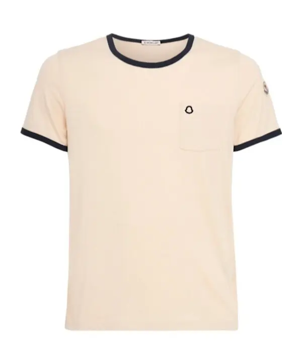 Moncler Embroidered Logo Cotton T-shirt - Nude