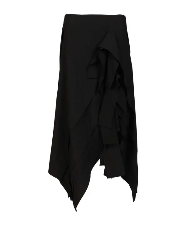 Bottega Veneta Asymmetrical Ruffled Midi Skirt