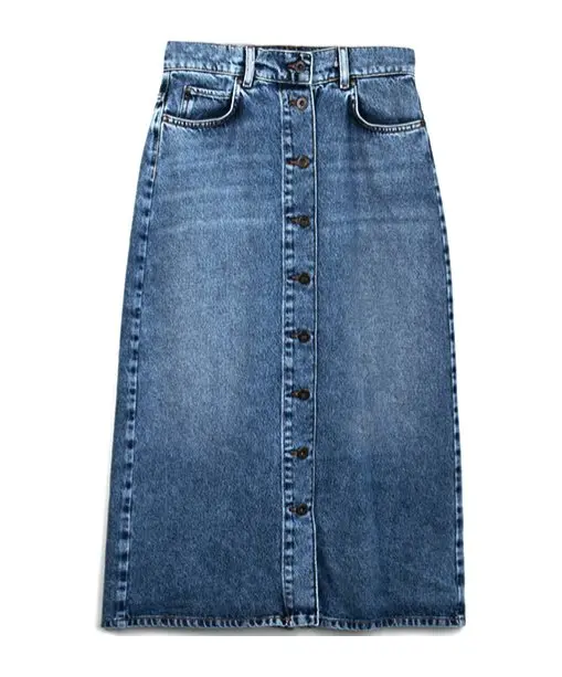 Max Mara Denim Midi Skirt With Belt Loops