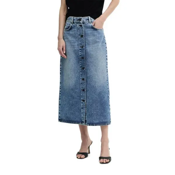 Max Mara Denim Midi Skirt With Belt Loops - Blue