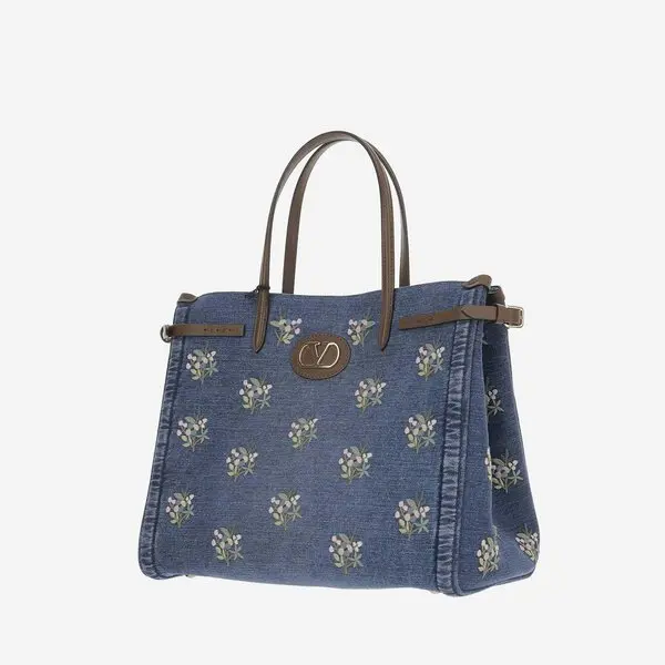 Valentino Garavani Vlogo Signature Embroidered Shoulder Bag - Gray