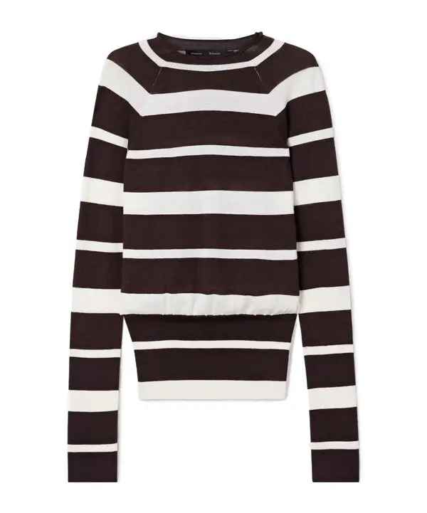 Proenza Schouler Gia Striped Wool And Silk Blend Knit Sweater - Black