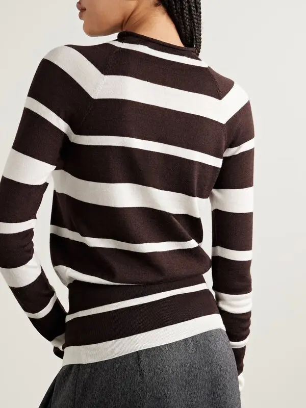 Proenza Schouler Gia Striped Wool And Silk Blend Knit Sweater - Black